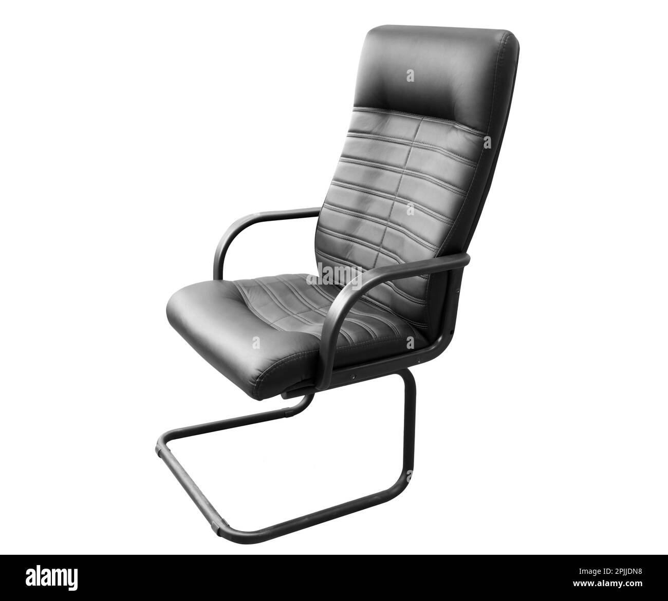 Office computer chair Isolated on white background. Black leather ...