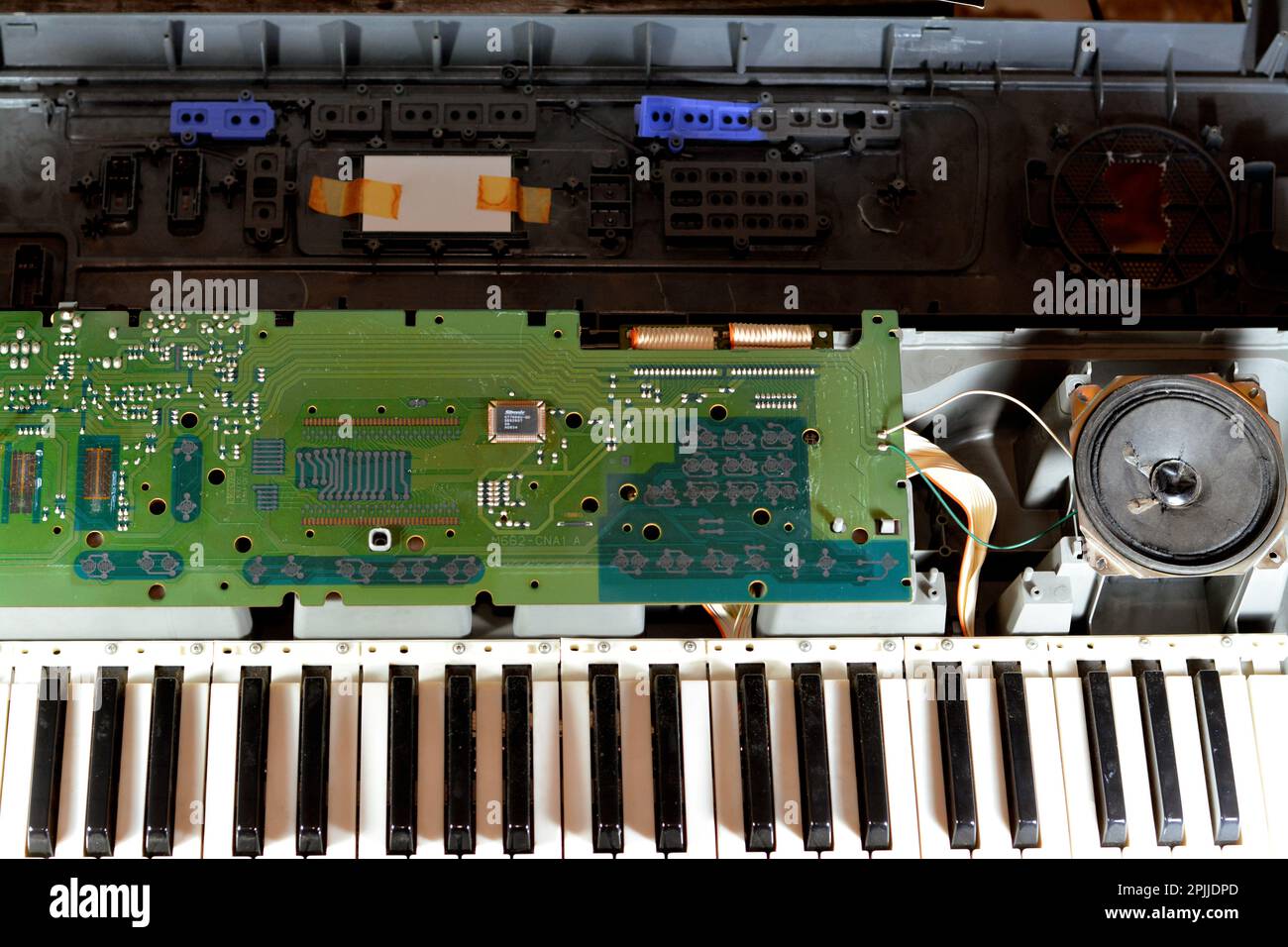 Cairo, Egypt, April 1 2023: Broken electronic musical keyboard, cracked ...