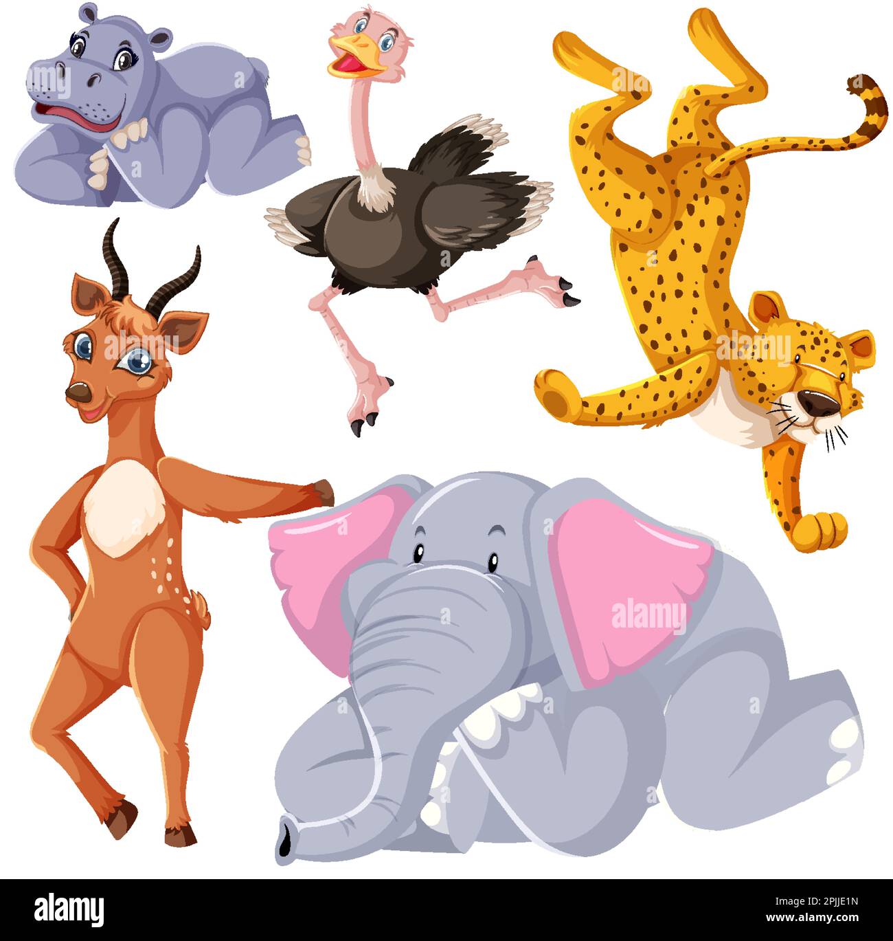 Set of cute animals cartoon character illustration Stock Vector Image ...