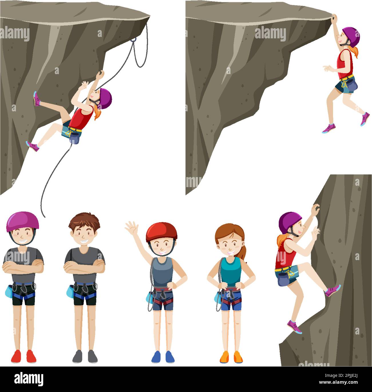 Rock Climbing Adventure Vector Set illustration Stock Vector Image ...