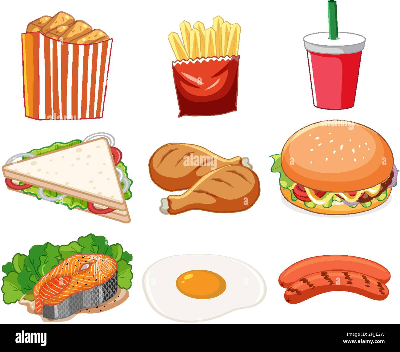 Set of food cartoon isolated illustration Stock Vector Image & Art - Alamy