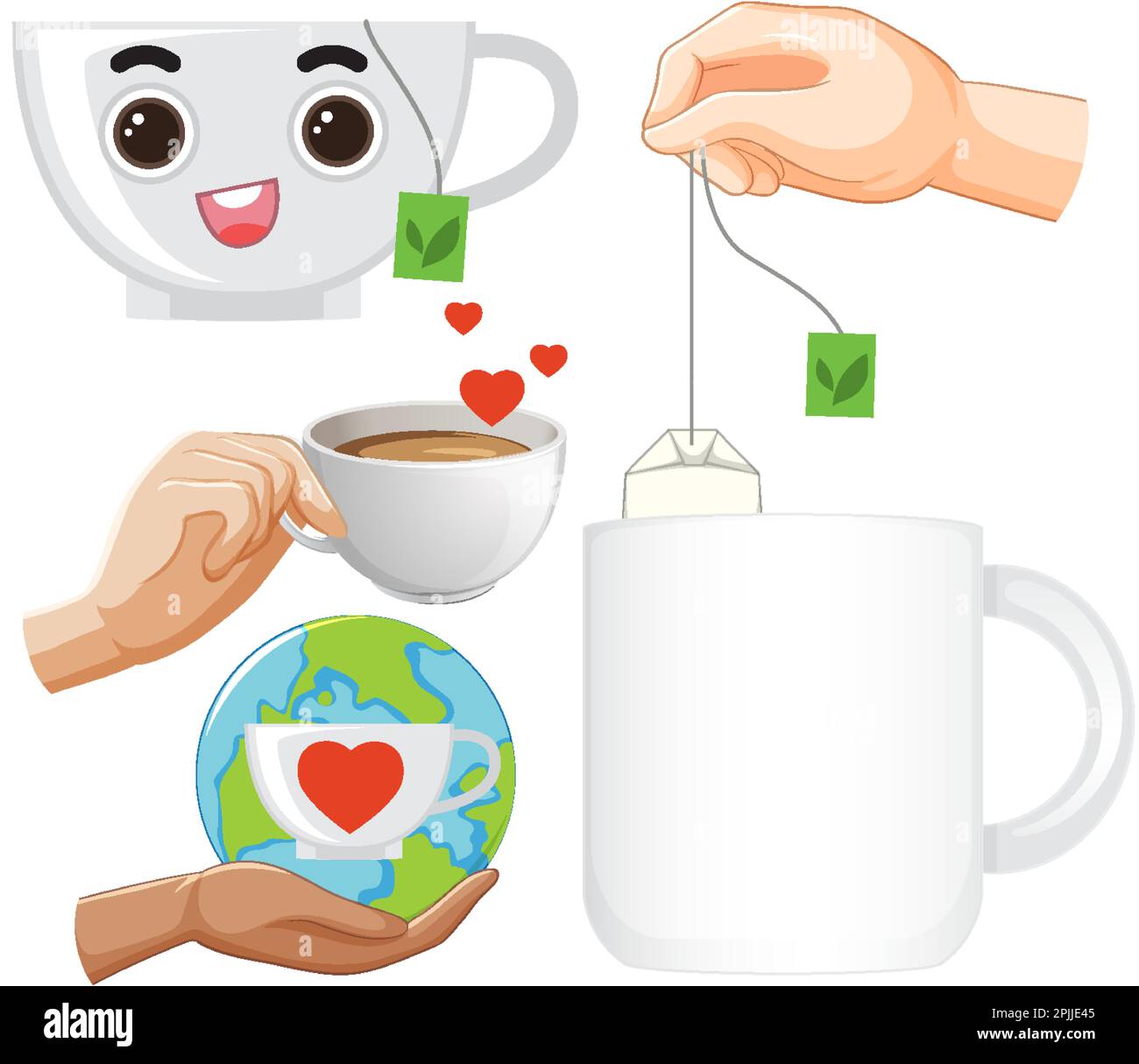 Set of mix tea cartoon illustration Stock Vector Image & Art - Alamy