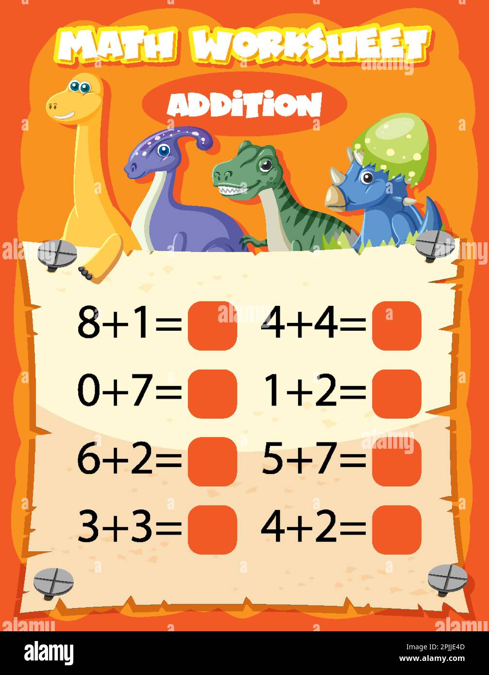 Math Worksheet Addition Template illustration Stock Vector Image & Art ...