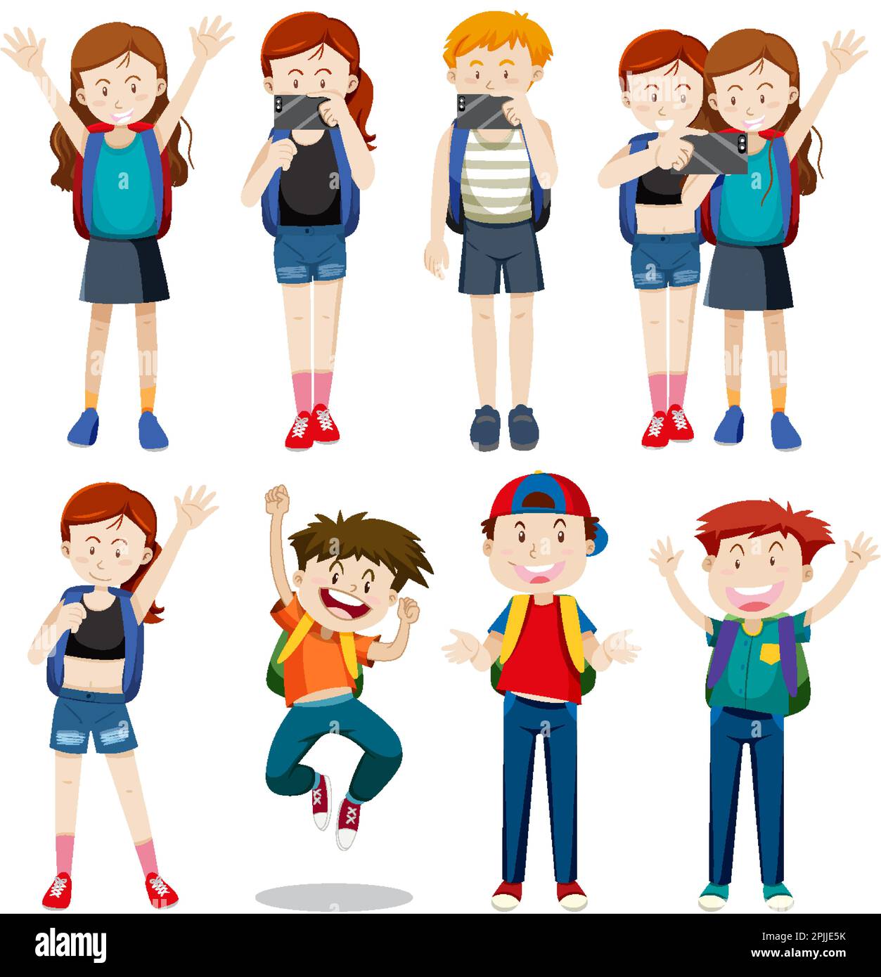 Playful Characters and Tourism Elements Vector Collection illustration ...