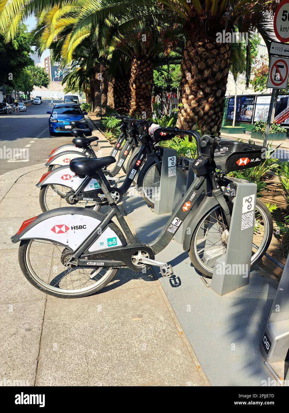 Mexico City, Mexico - Apr 01 2023: The public bicycle system as a great ...