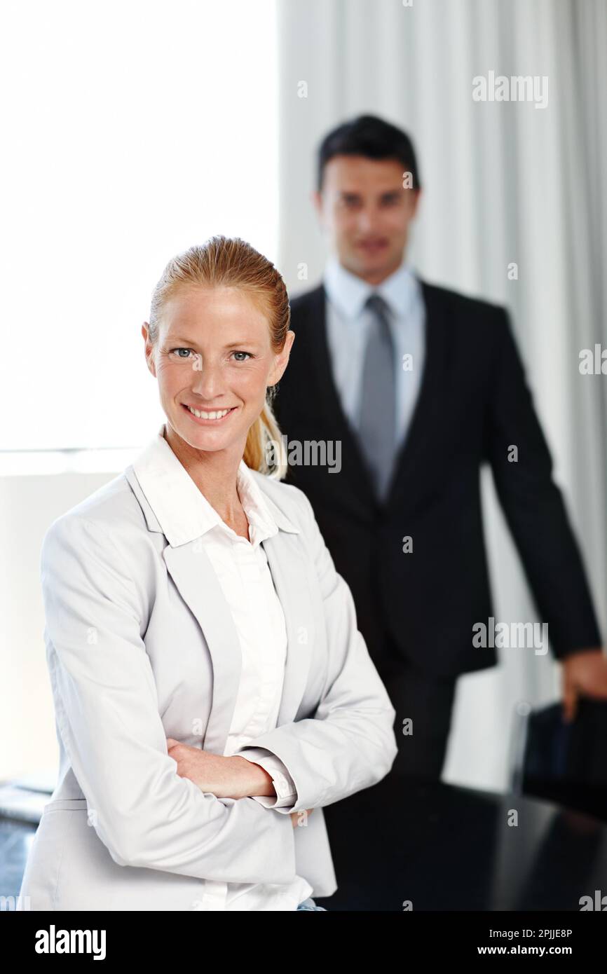 Corporate professionalism. A professional business team standing ...