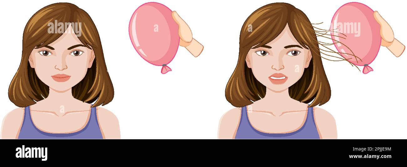 Static electricity with balloon and hair illustration Stock Vector ...