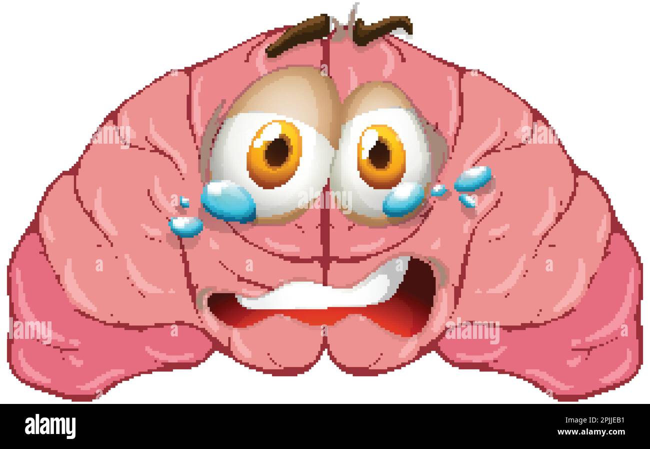 Cartoon human brain with facial expression illustration Stock Vector ...