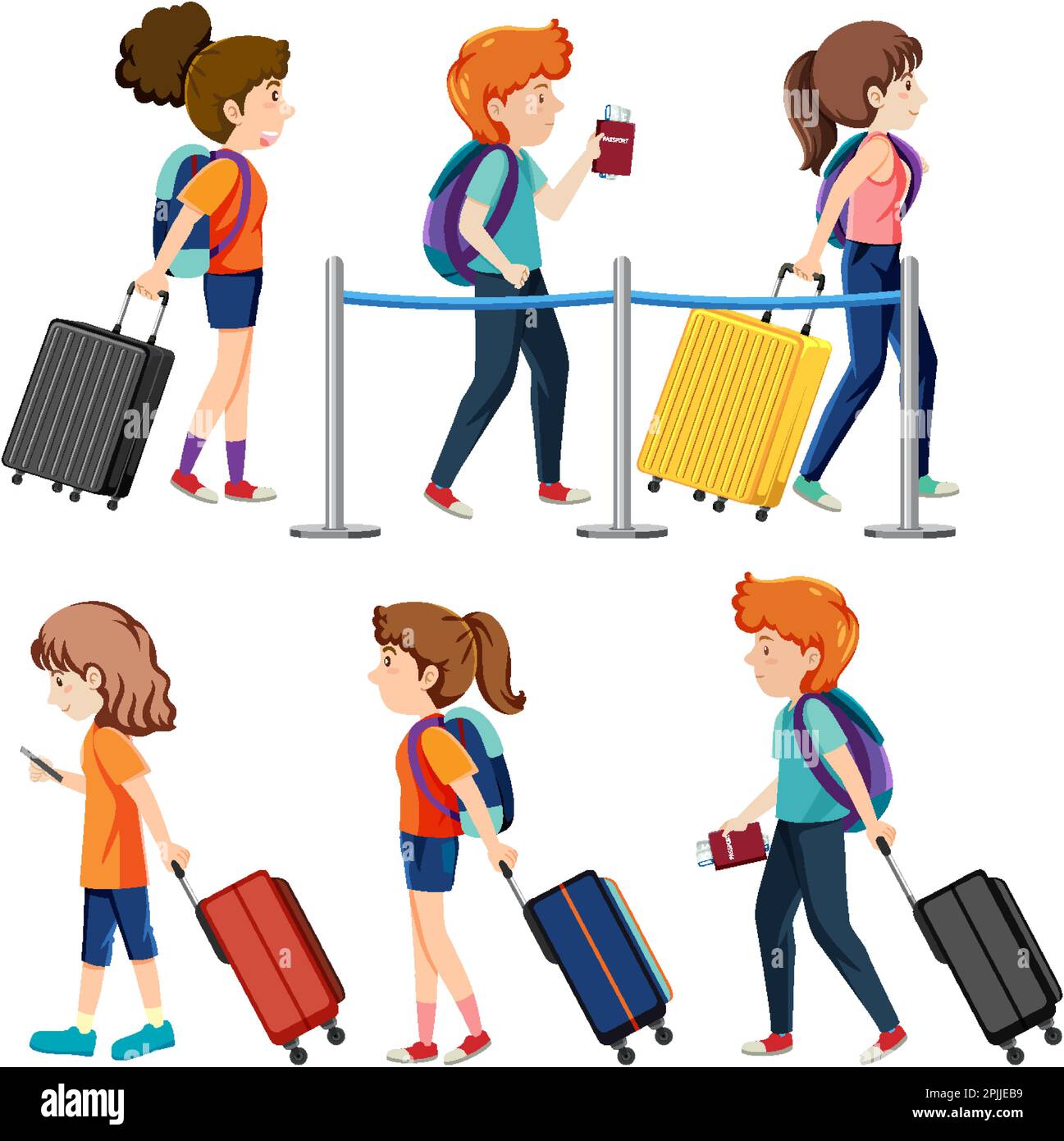 Playful Characters and Tourism Elements Vector Collection illustration ...