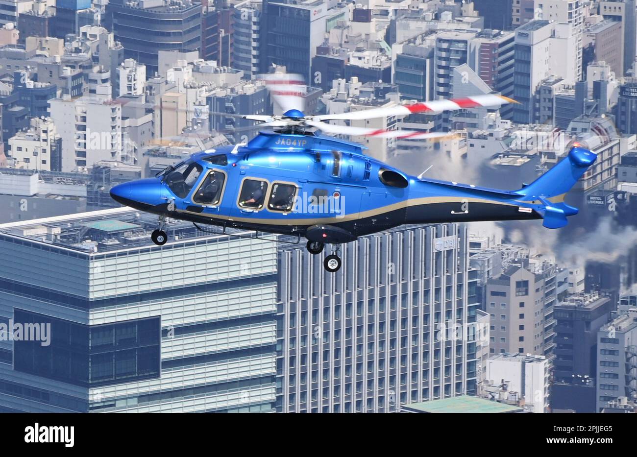 A helicopter AW 169 jointly operated by the Yomiuri Shimbun and Nippon ...