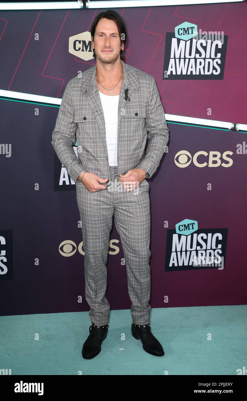 Russell Dickerson arriving at the 2023 CMT Music Awards held at the ...