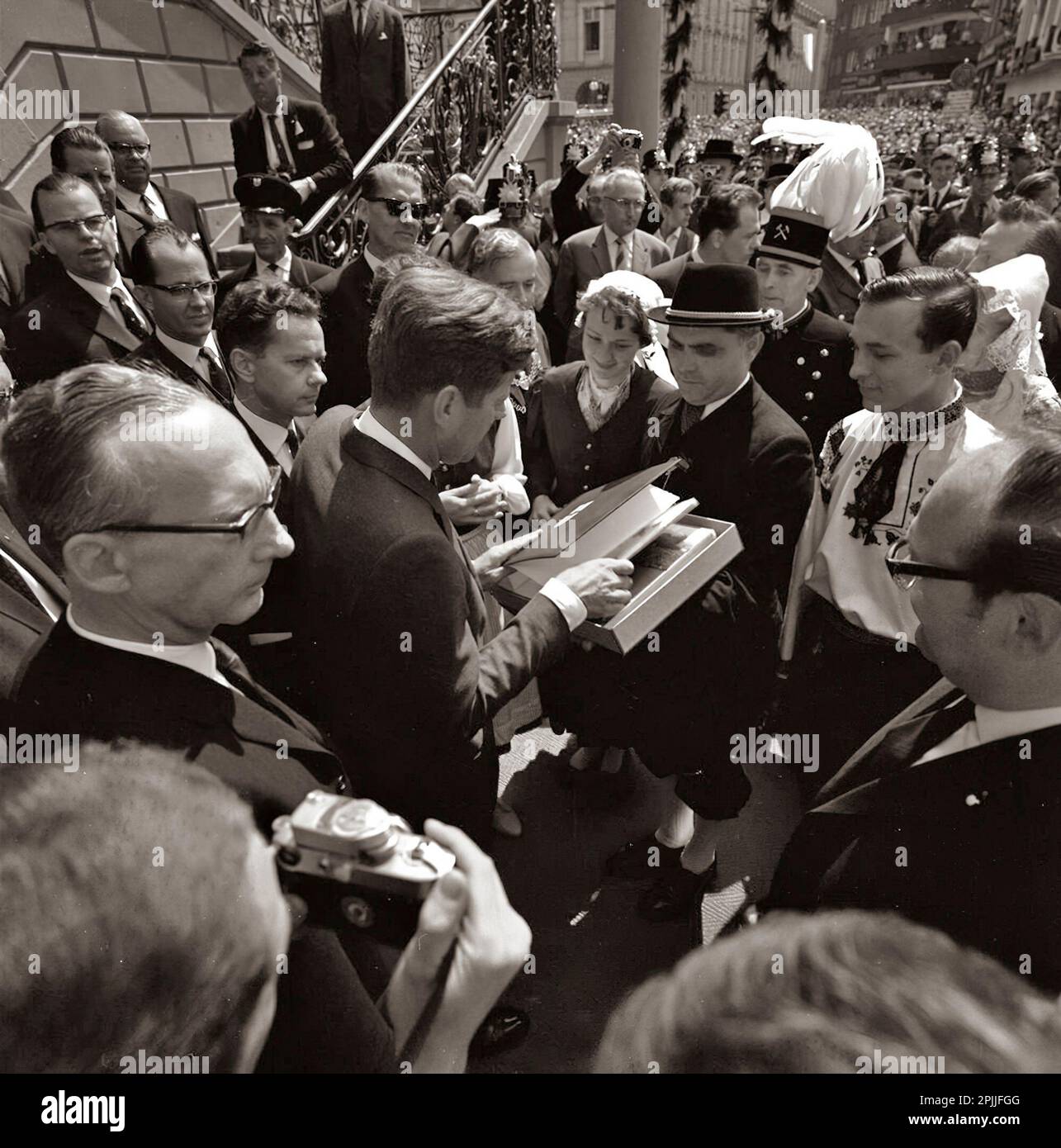 KN-C29294 23 June 1963 President John F. Kennedy receives a gift after ...