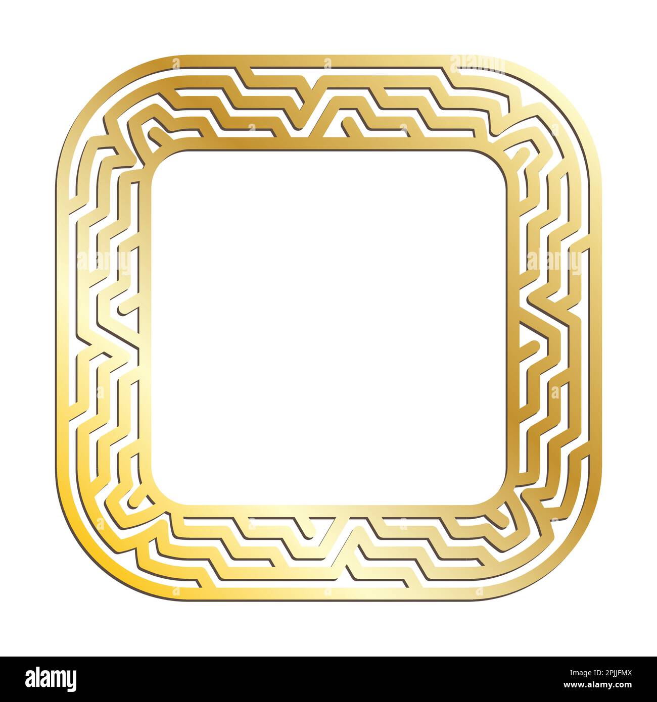 Golden LABYRINTH square frames for decorative headers. Gold metal ...