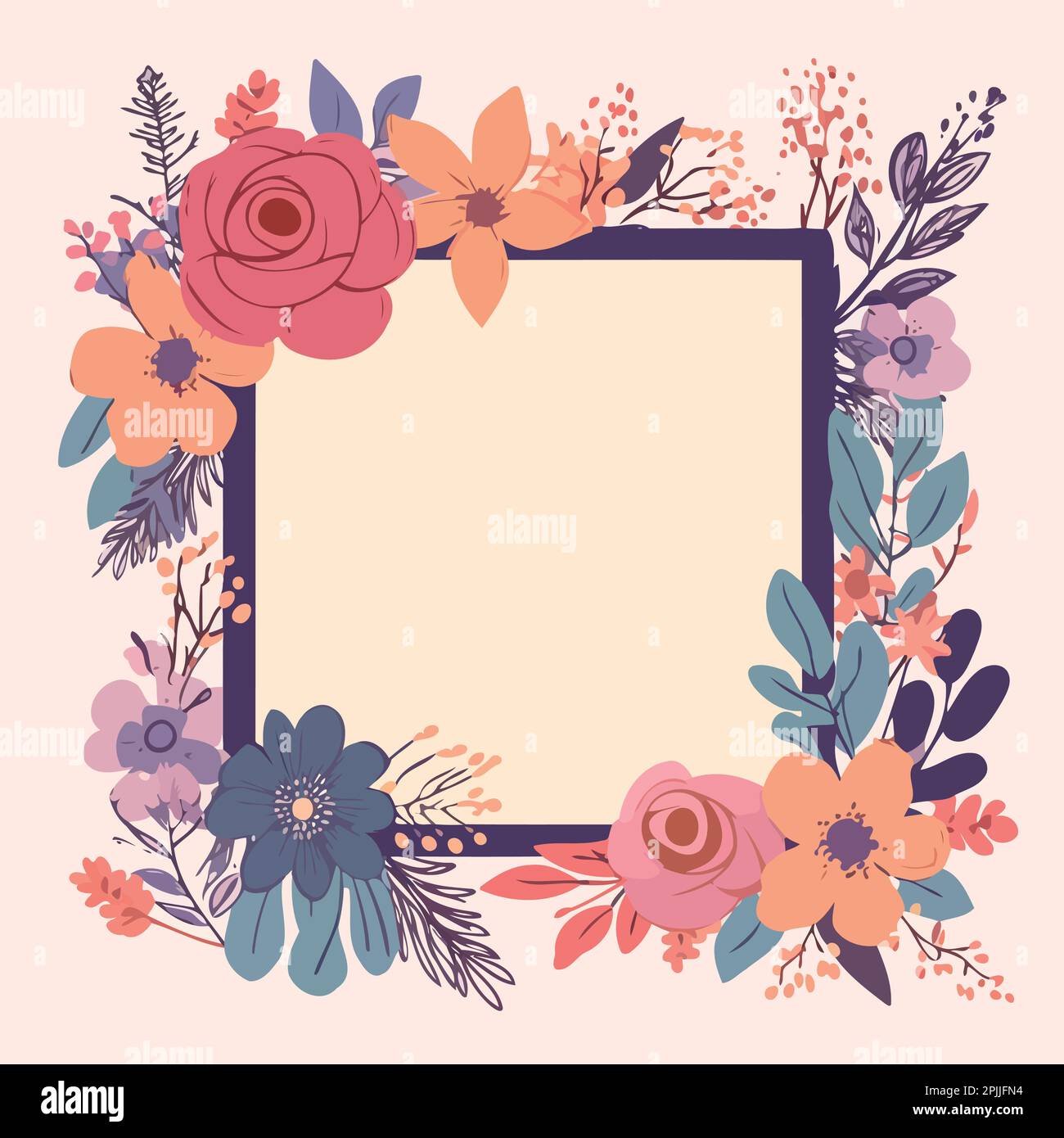 Blooming Frame Floral Border minimalist vector illustration Stock ... Blooming Frame Floral Border minimalist vector illustration Stock ...