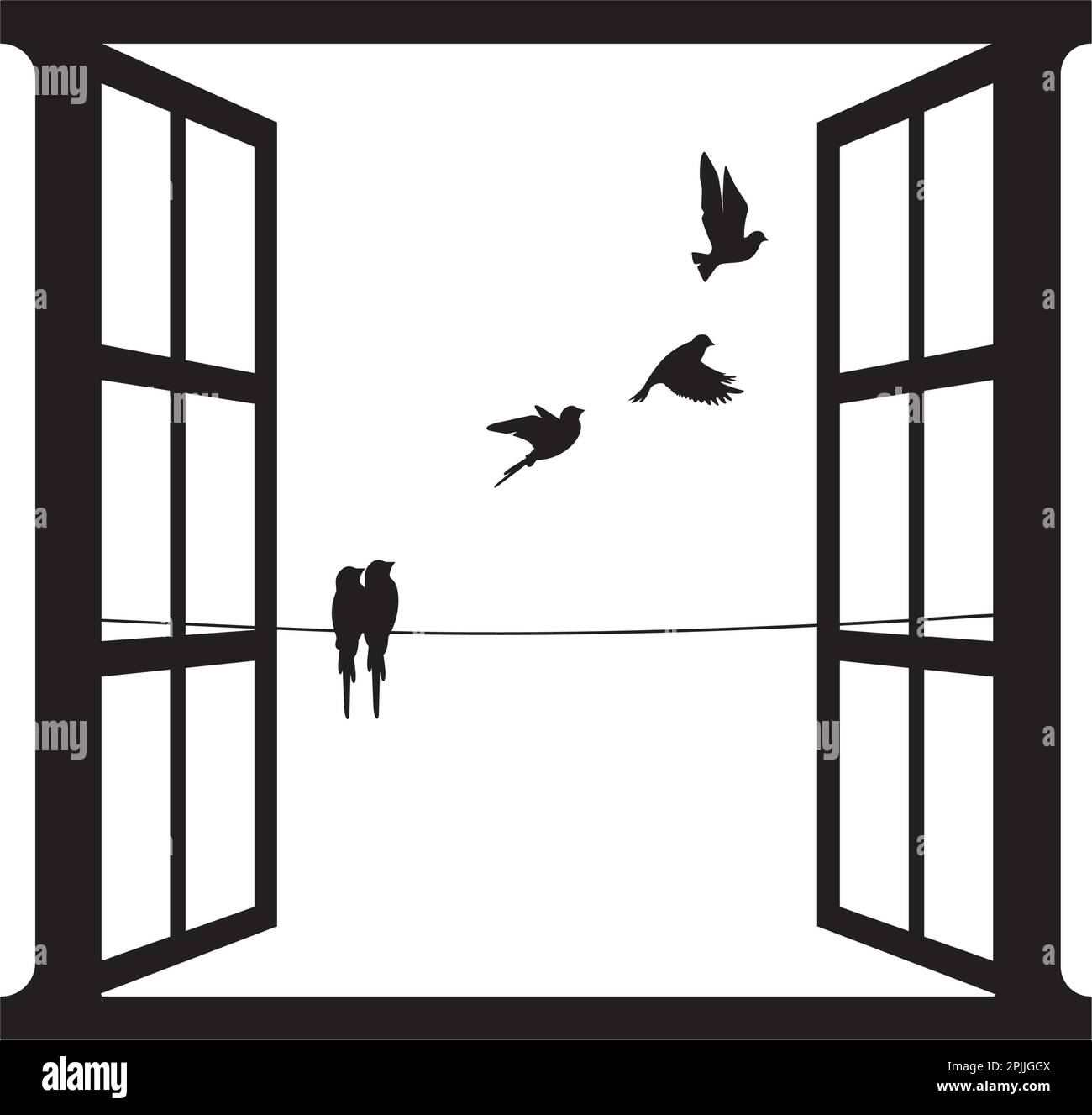 Open Window With Birds