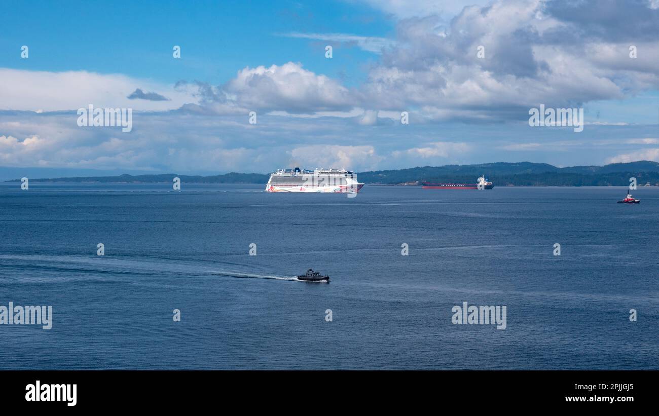 Victoria, Canada - June 28, 2019: ocean ships cruise liner vessels on ...