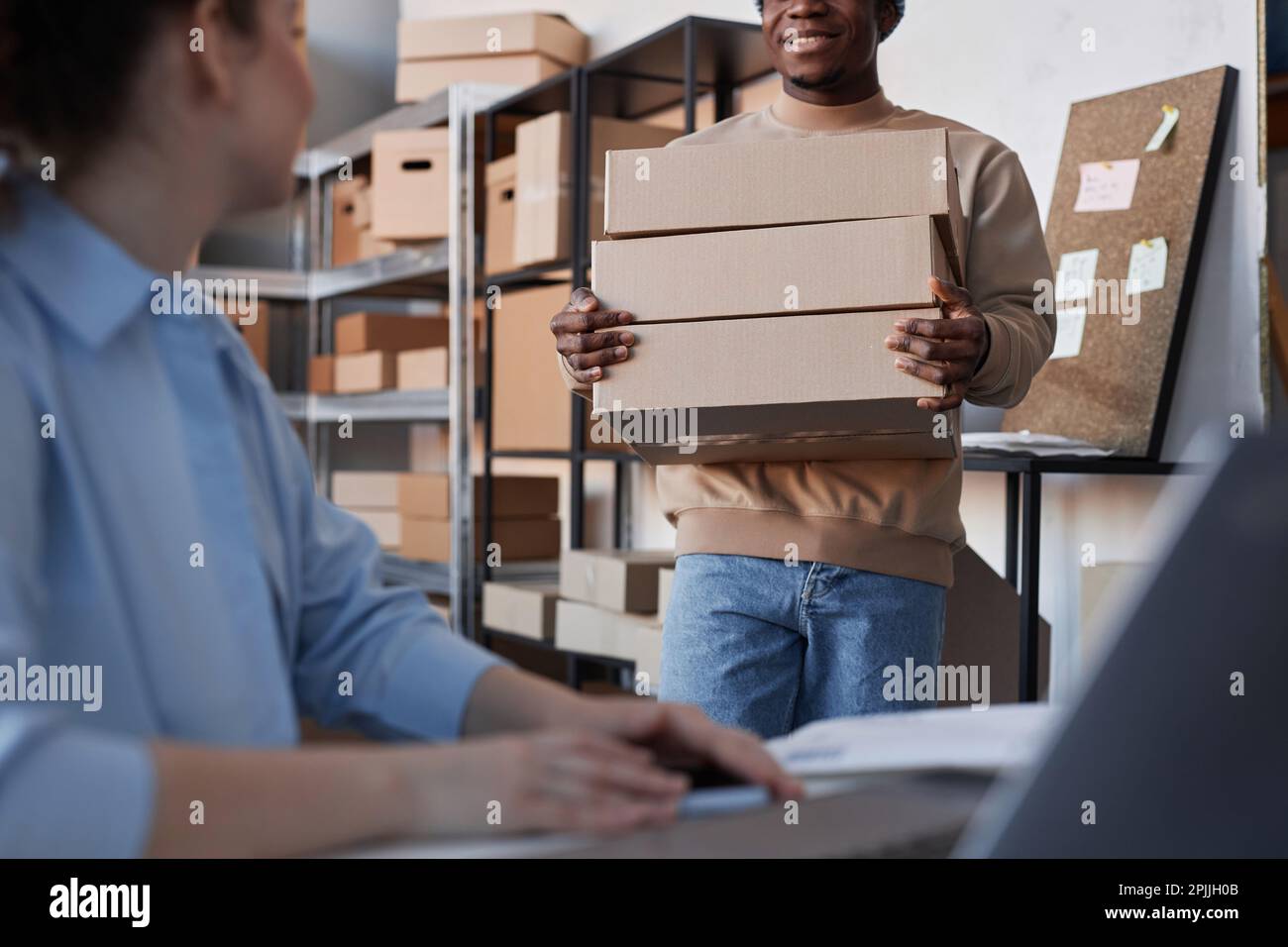 Black african american woman employee taking order hi-res stock ...
