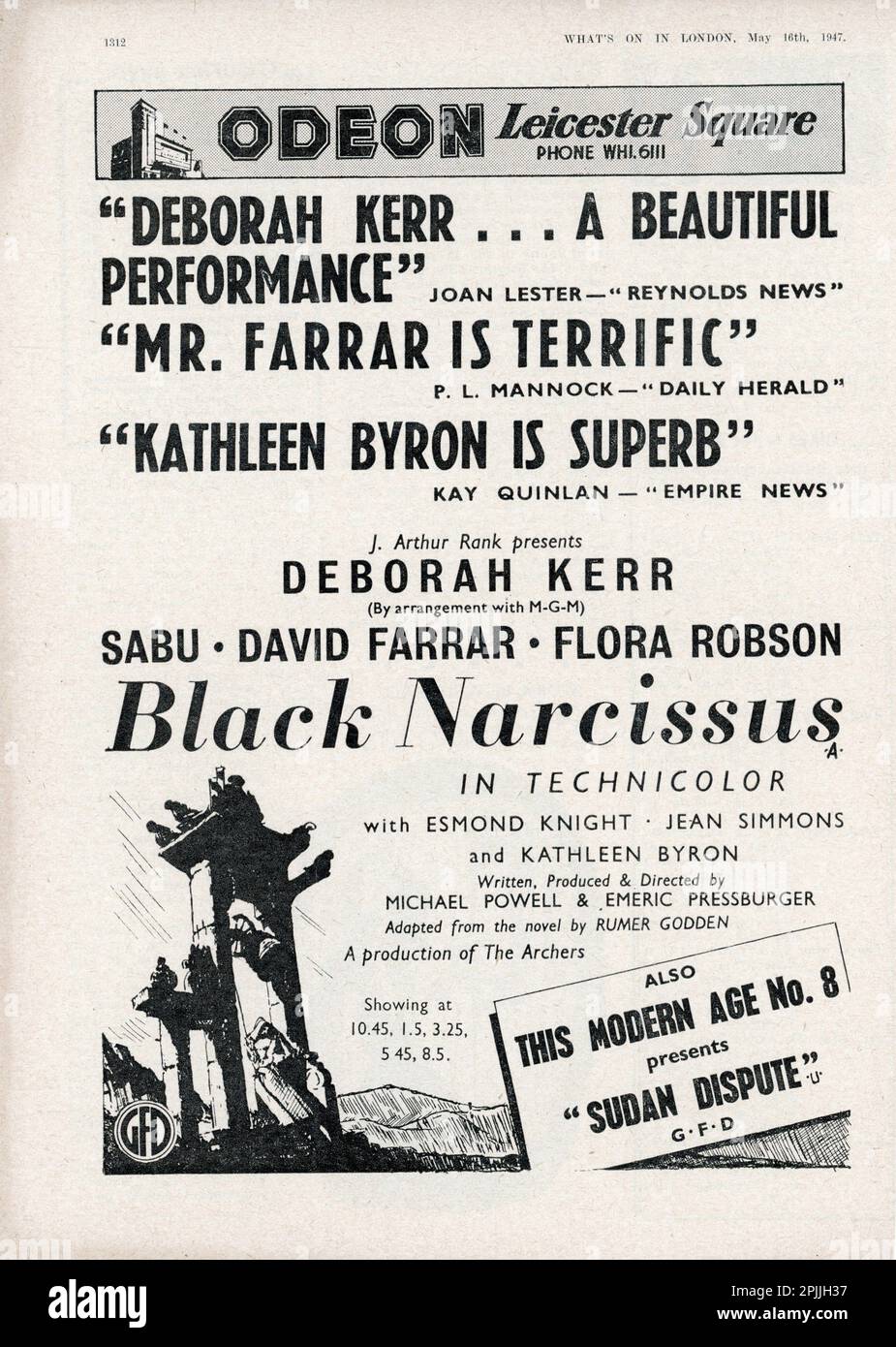 DEBORAH KERR SABU DAVID FARRAR FLORA ROBSON and JEAN SIMMONS in BLACK ...