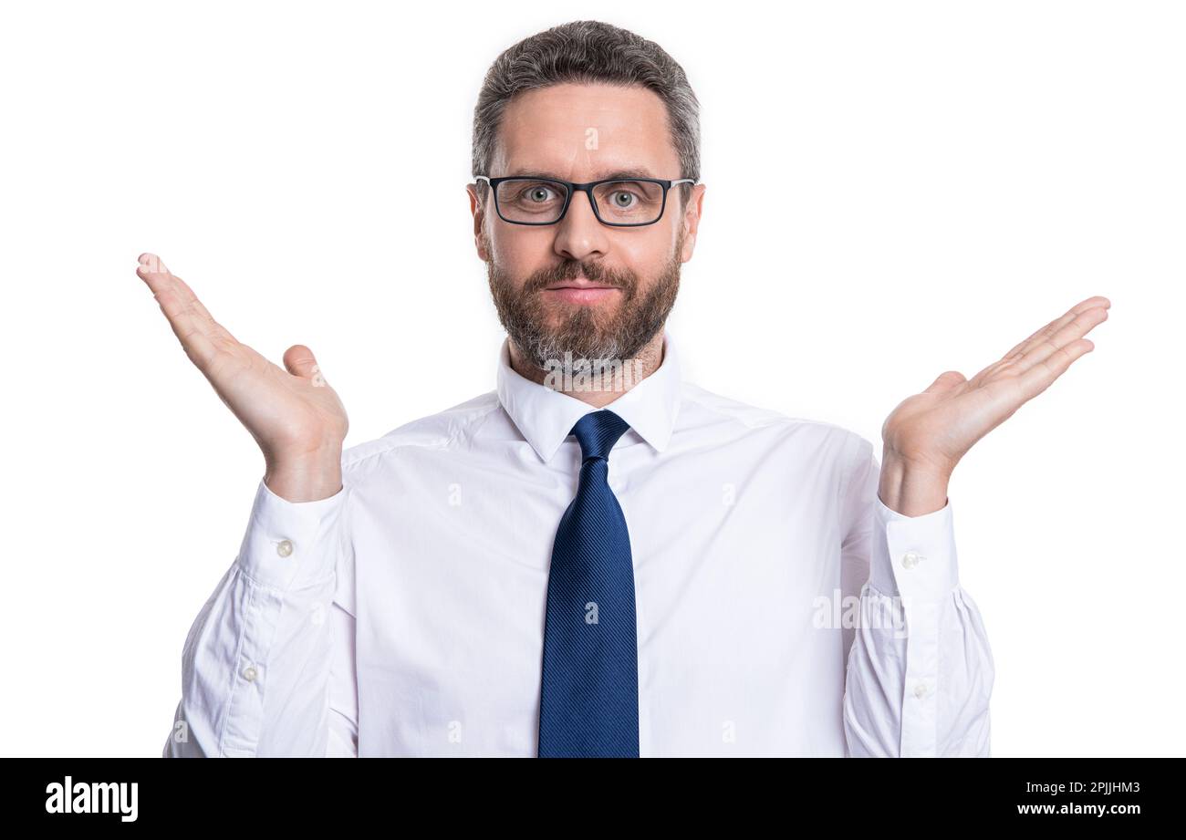 man confused isolated on white. man confused at studio. man confused on ...