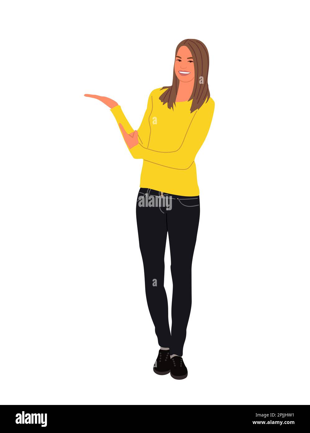 Young woman pointing on white background vector Stock Vector Image ...
