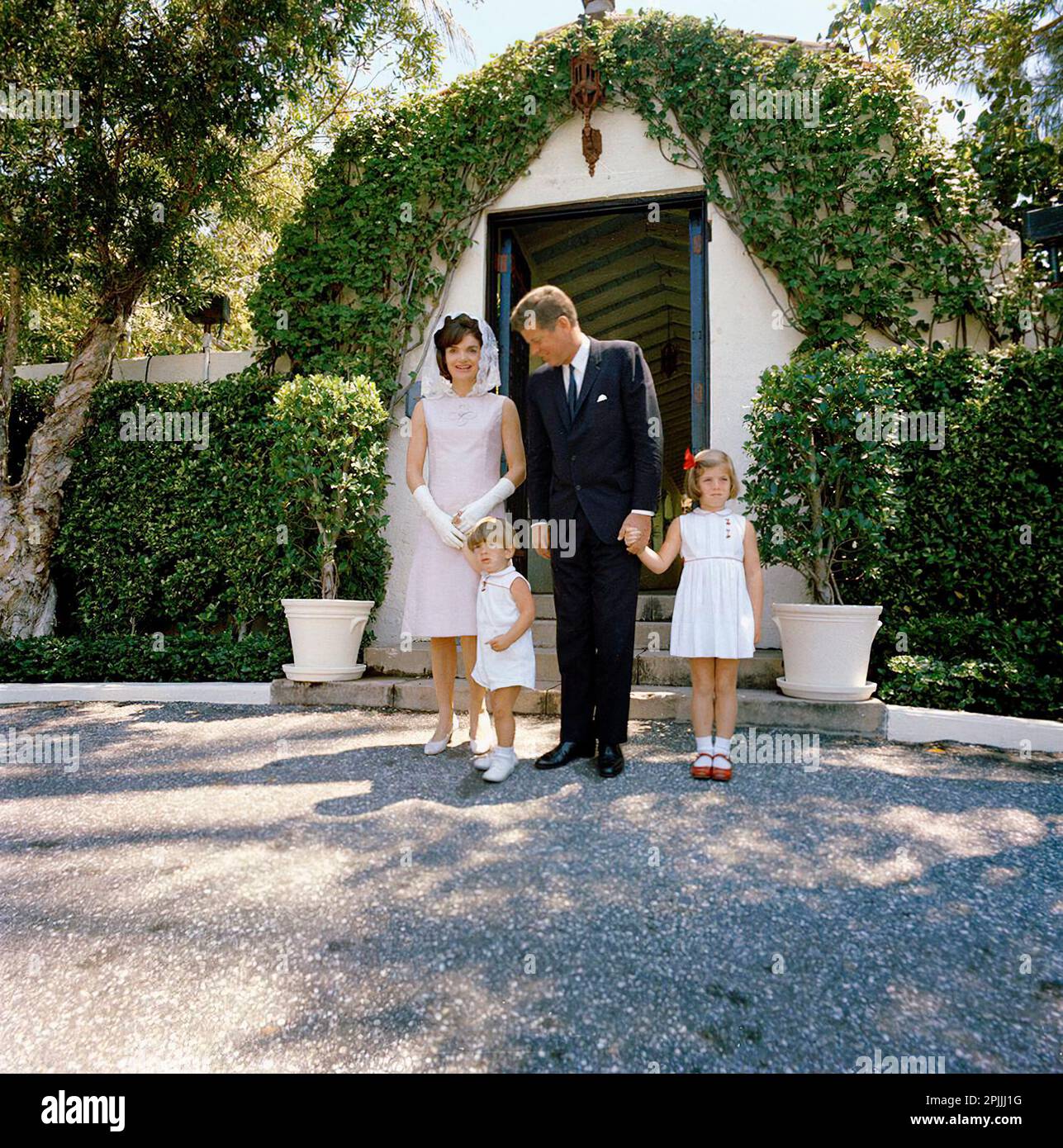 ST-C83-7-63 14 April 1963 The Kennedy family leaves the private chapel ...