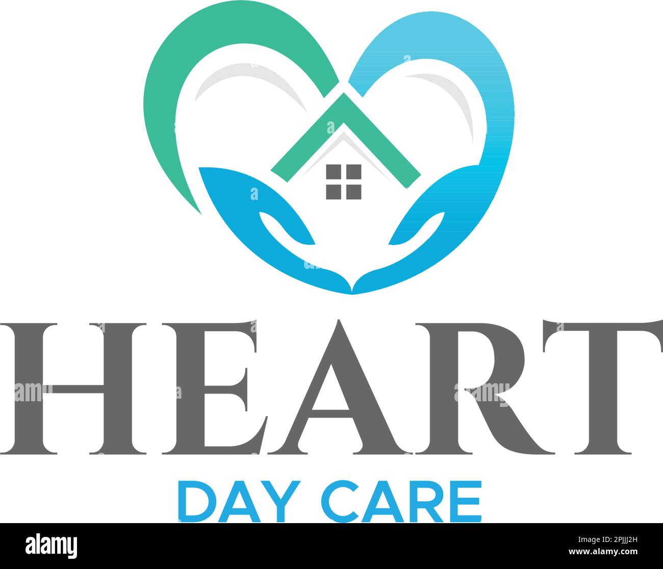 Minimalist HEART DAY CARE Roof Hand logo design Stock Vector Image ...