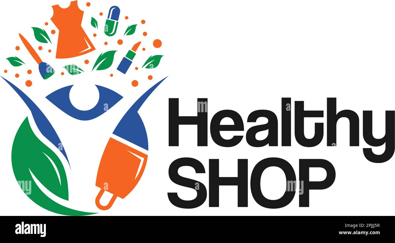 Modern Colorful Healthy Shop People logo design Stock Vector Image ...