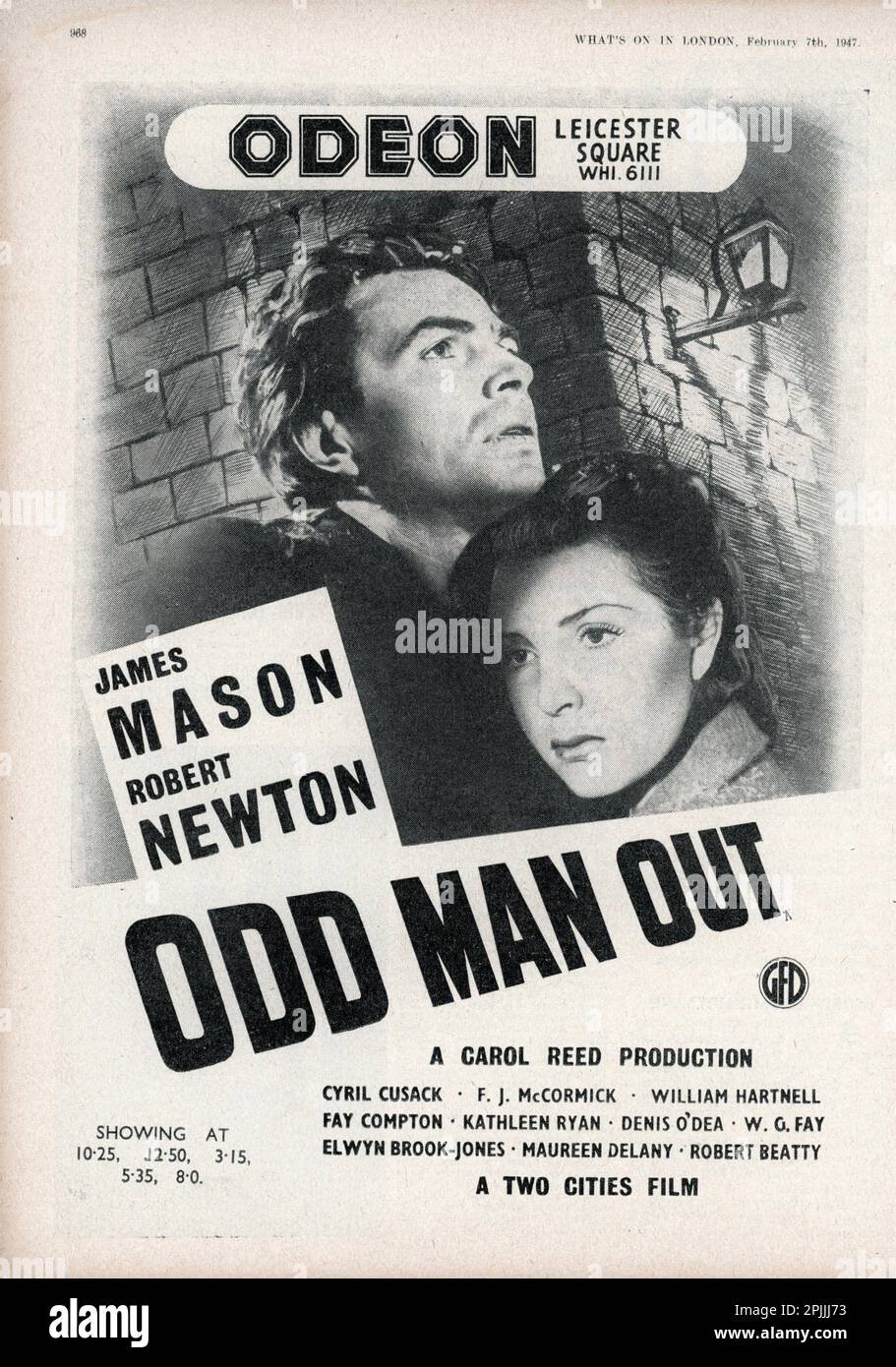 JAMES MASON ROBERT NEWTON and KATHLEEN RYAN in ODD MAN OUT 1947 director CAROL REED novel F.L ...