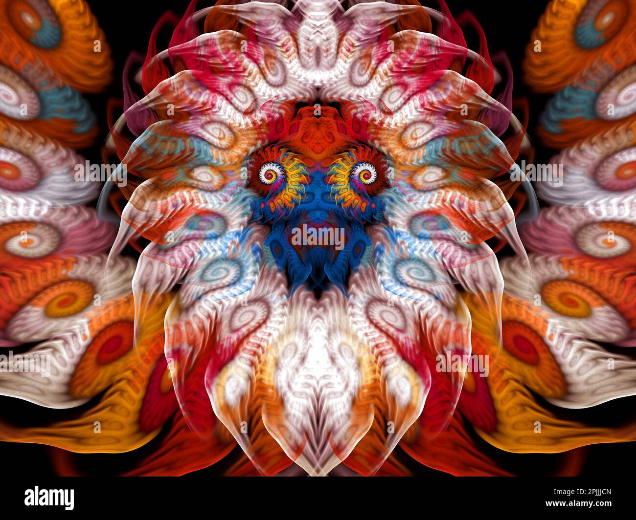 Abstract Flame Fractal Lion Face Design Stock Photo - Alamy