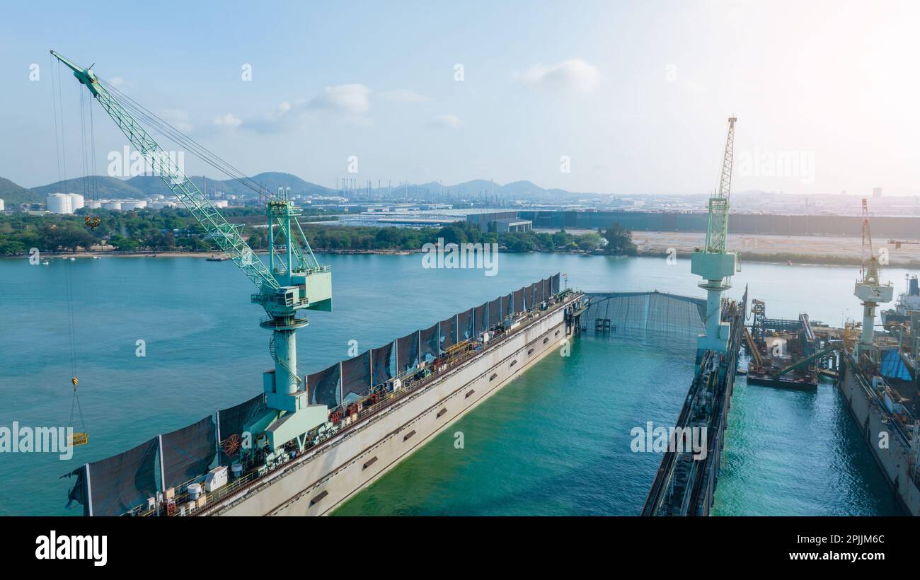 Big Crane at Dry Dock Maintenance and Insurance Concept. Industry Crane ...