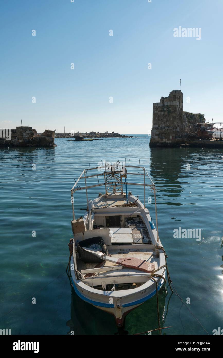 Fishing boat Byblos lebanon Middle East Stock Photo - Alamy