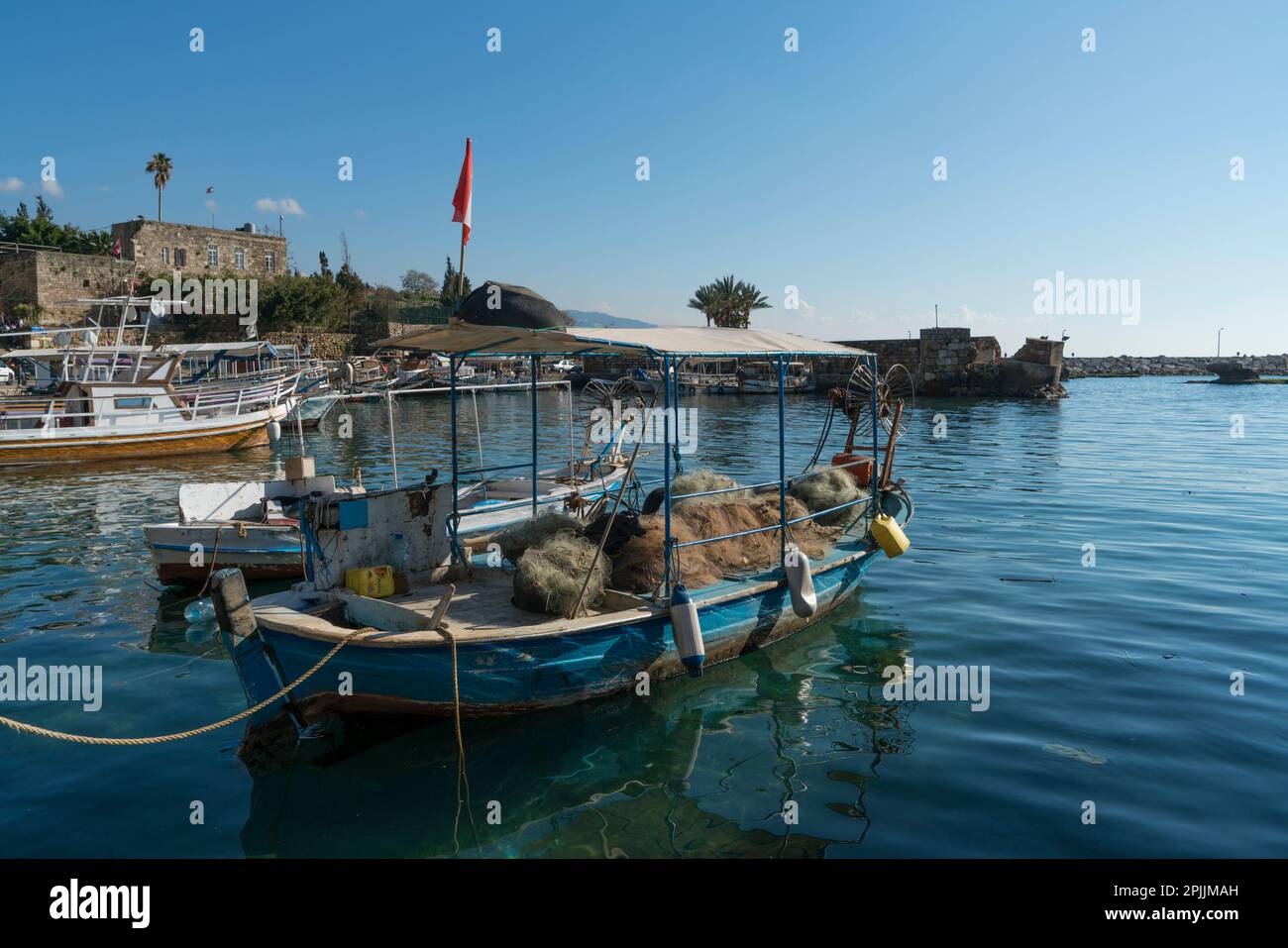 Fishing boat Byblos lebanon Middle East Stock Photo - Alamy