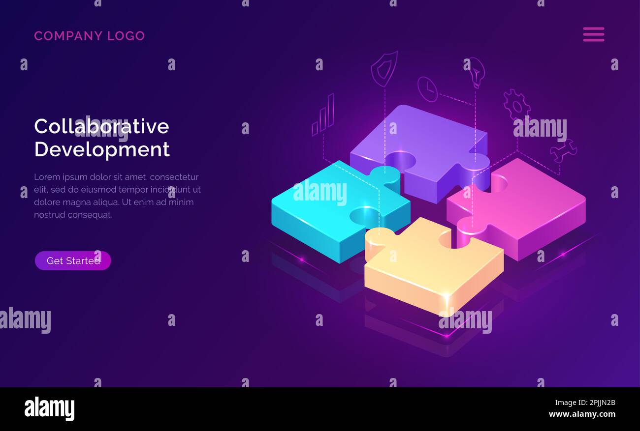 Collaborative development, isometric business concept vector. Color ...