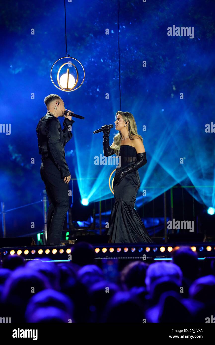 Austin Texas USA, March 29 2023: Country singers KANE BROWN and wife ...