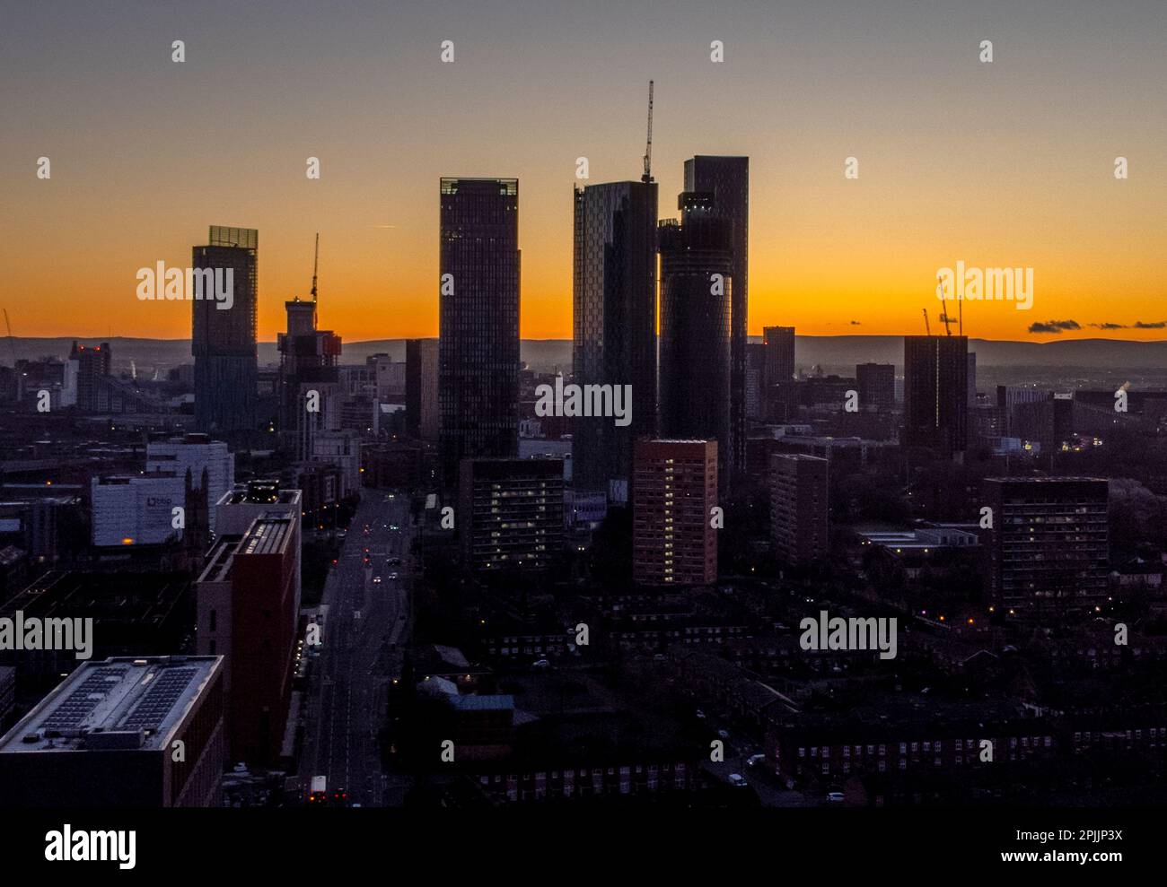 The sun rises over Manchester city centre. Picture date: Monday April 3 ...