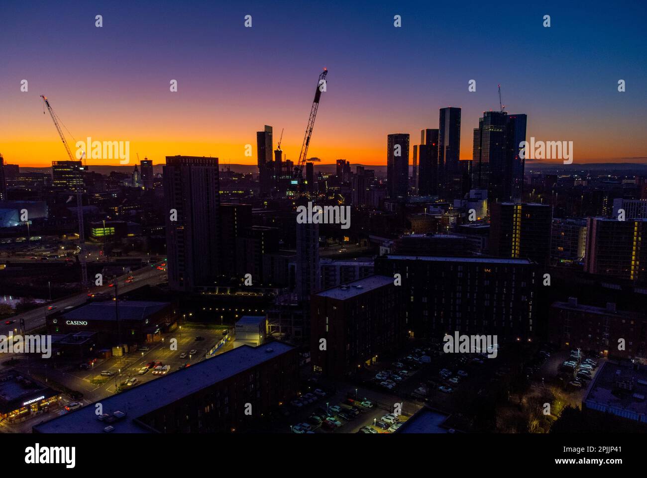 The sun rises over Manchester city centre. Picture date: Monday April 3 ...