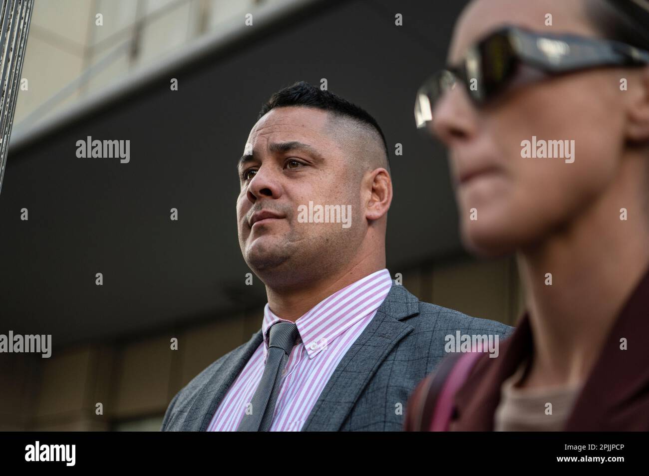 Former NRL Player Jarryd Hayne leaves at the John Maddison Tower in ...