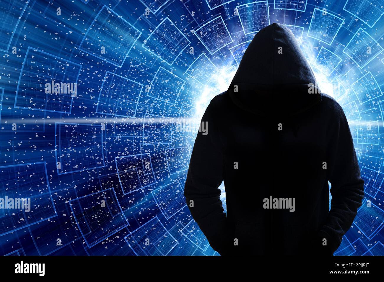 hooded mysterious hacker, ransomware and cyber attack concept Stock Photo - Alamy