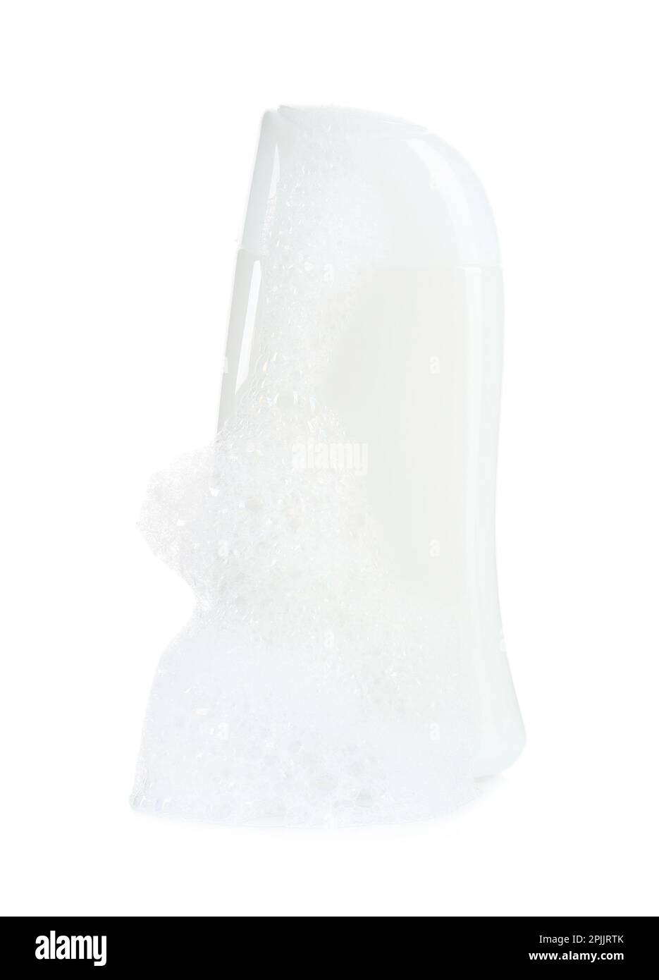Bottle of bubble bath with foam isolated on white Stock Photo - Alamy