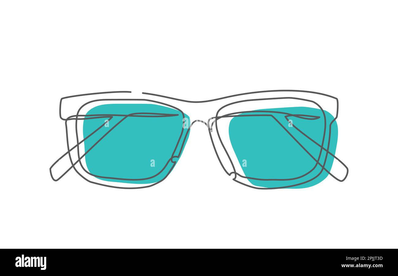 Glasses One line drawing on white background Stock Vector Image & Art ...