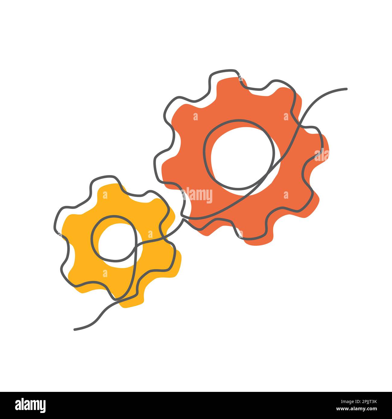 Gears One line drawing on white background Stock Vector Image & Art - Alamy