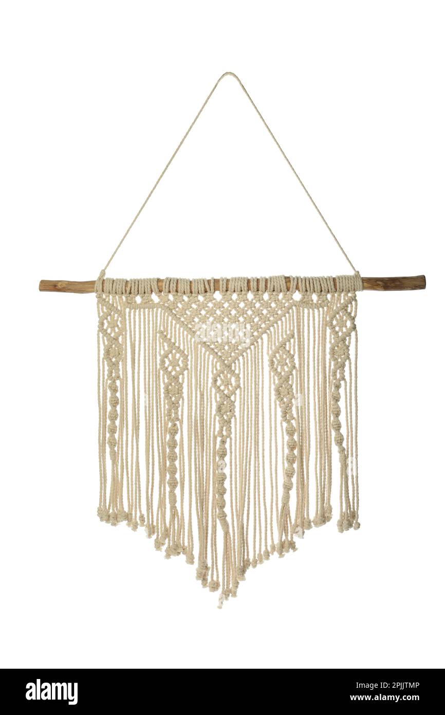 Beautiful macrame isolated on white. Decorative element Stock Photo - Alamy