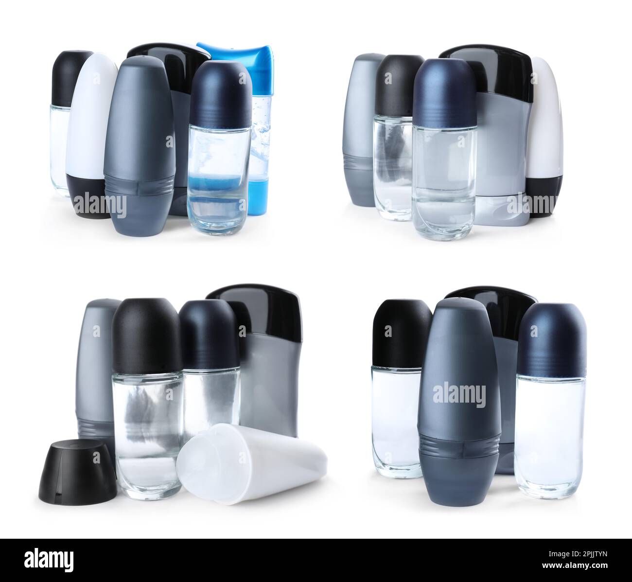 Set of different deodorants on white background Stock Photo - Alamy