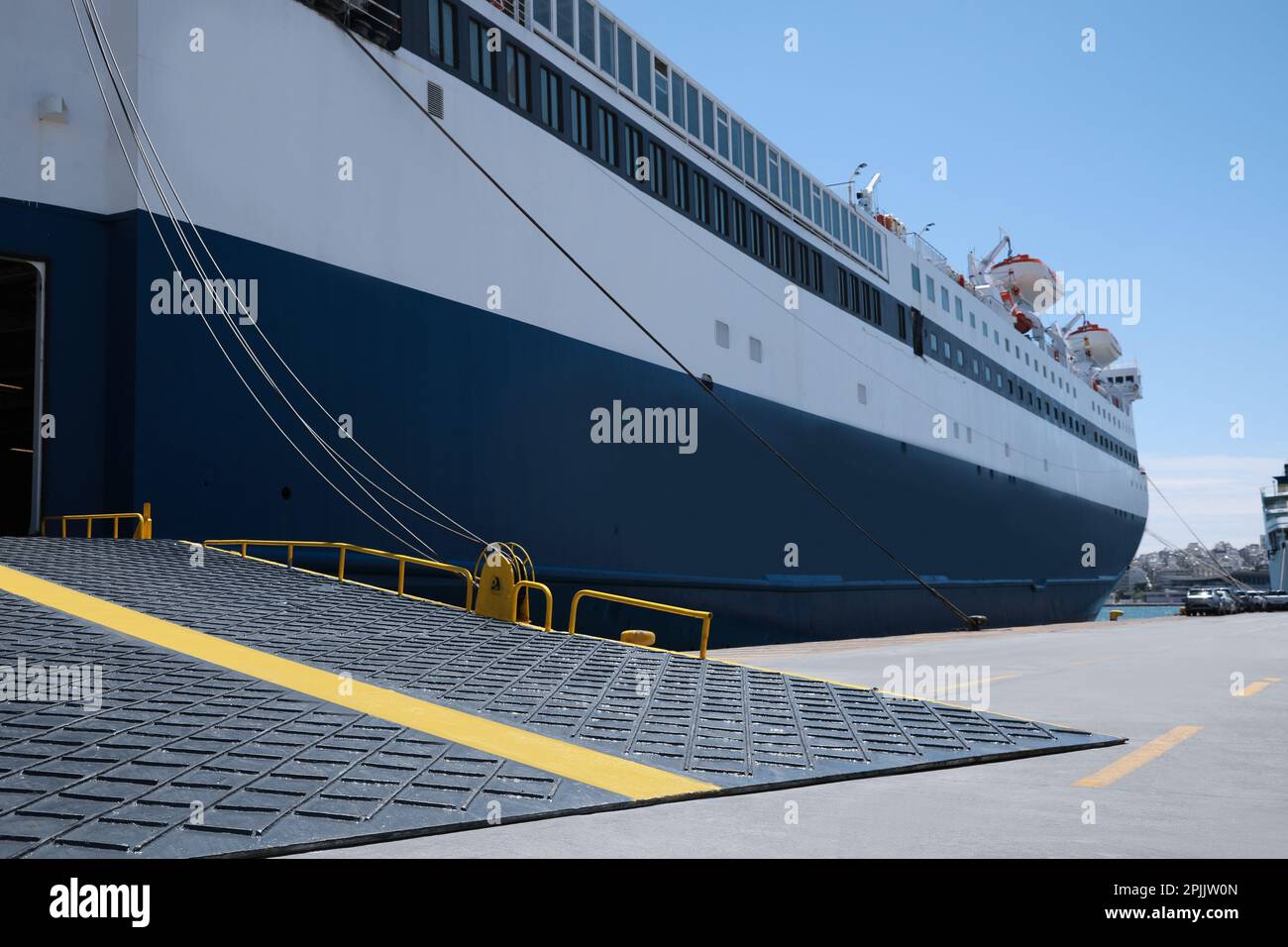 Modern ferry in sea port on sunny day Stock Photo - Alamy