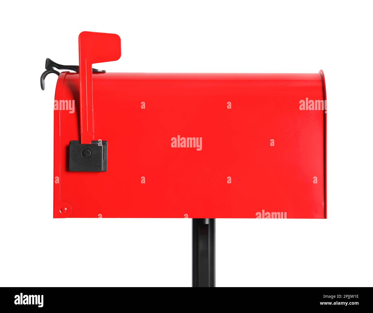 One red letter box on white background Stock Photo - Alamy