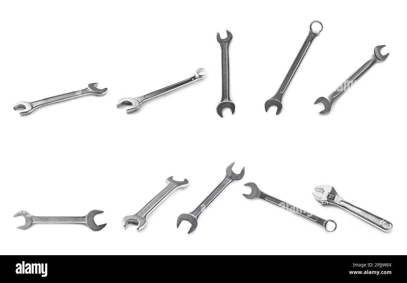 Set of new wrenches on white background Stock Photo - Alamy