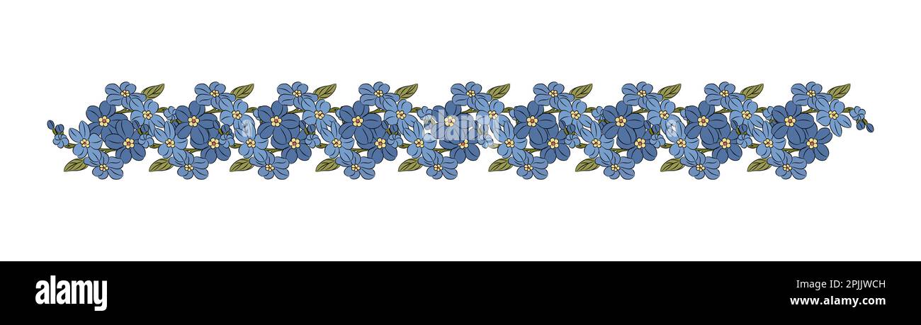 Horizontal border with blue forget me not flowers Stock Vector Image ...