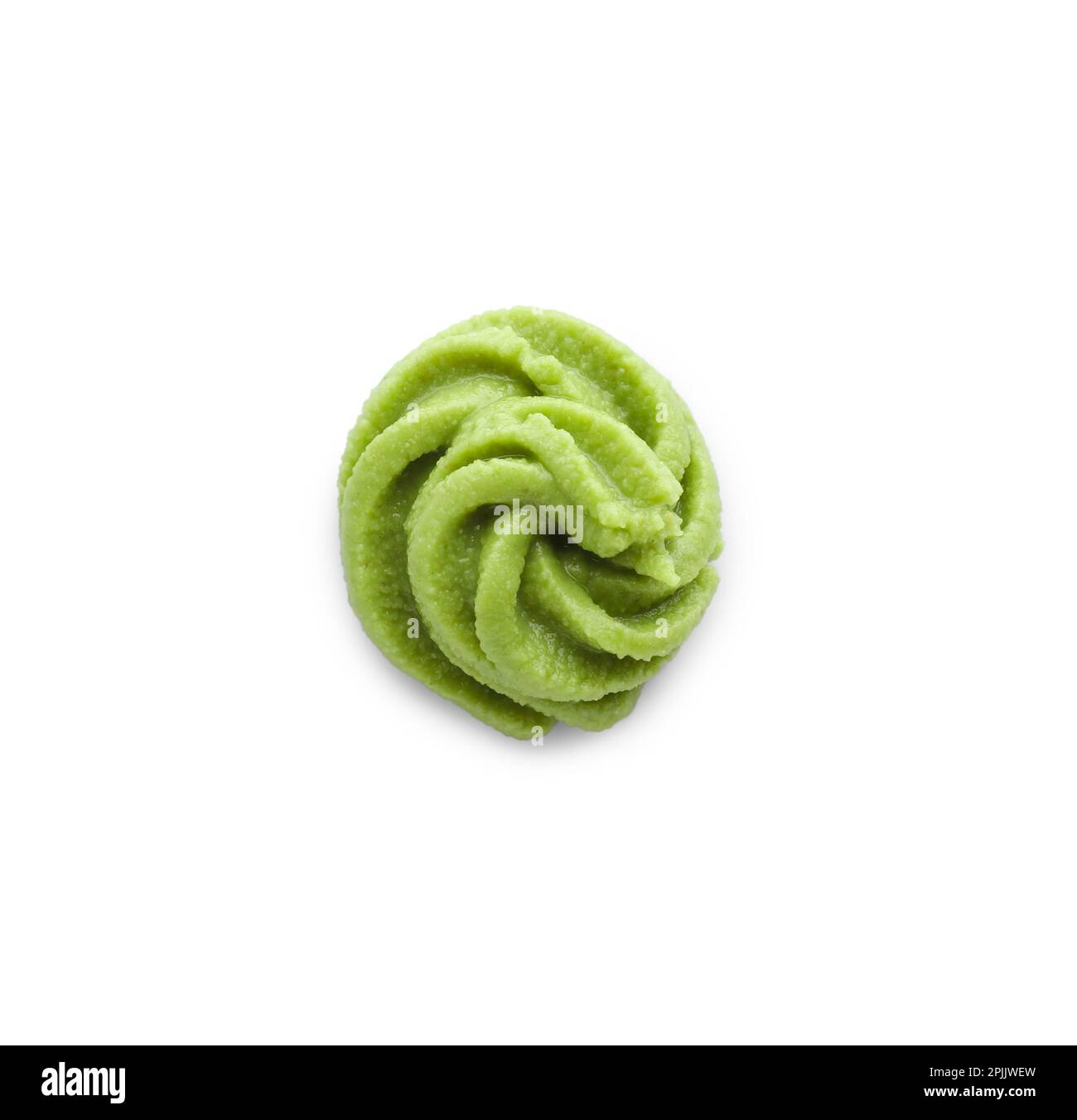 Swirl of delicious spicy wasabi paste isolated on white, top view Stock ...