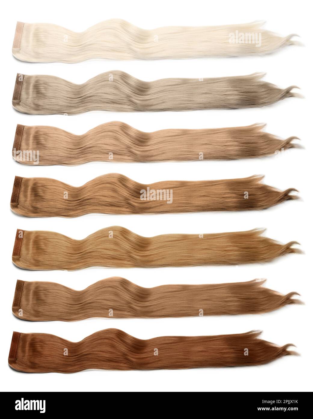 Strands of different beautiful hair on white background Stock Photo - Alamy