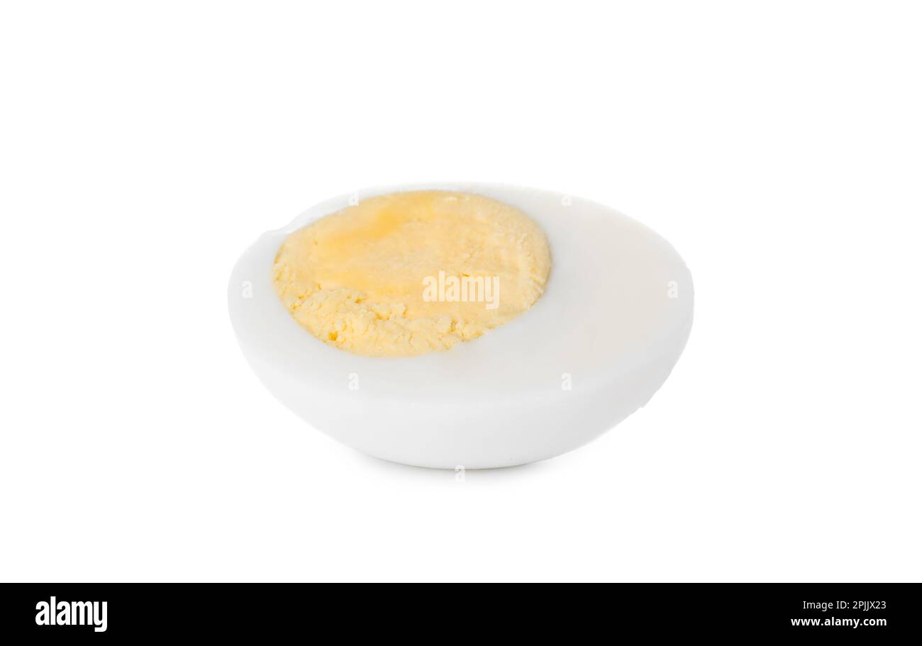 Half of fresh hard boiled egg isolated on white Stock Photo - Alamy